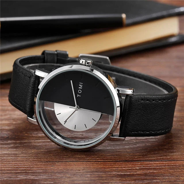 TOMI T-080 Watch Half Transparent Leather Strap– HarshayStore.pk