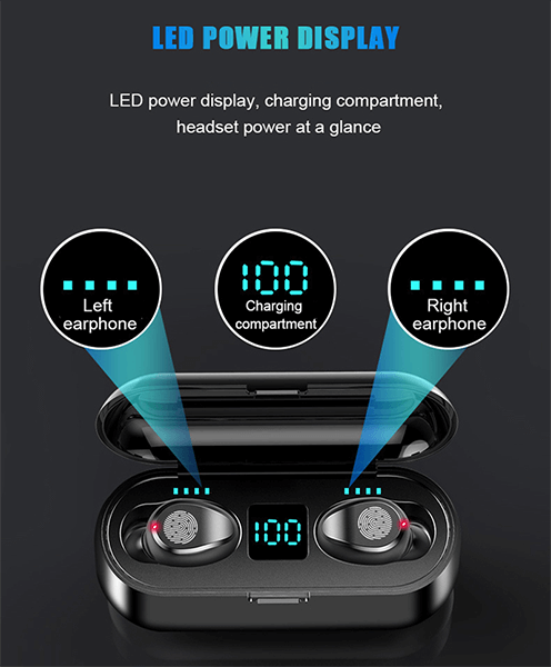 Mini Wireless Earbuds(F9 With 2000mAh Charging Case)– HarshayStore.pk